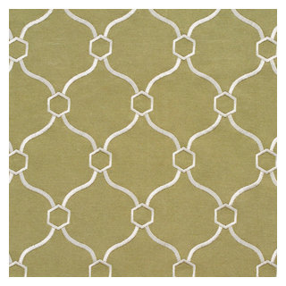 Green Embroidery Geometric Linen Look woven Upholstery Fabric by the ...