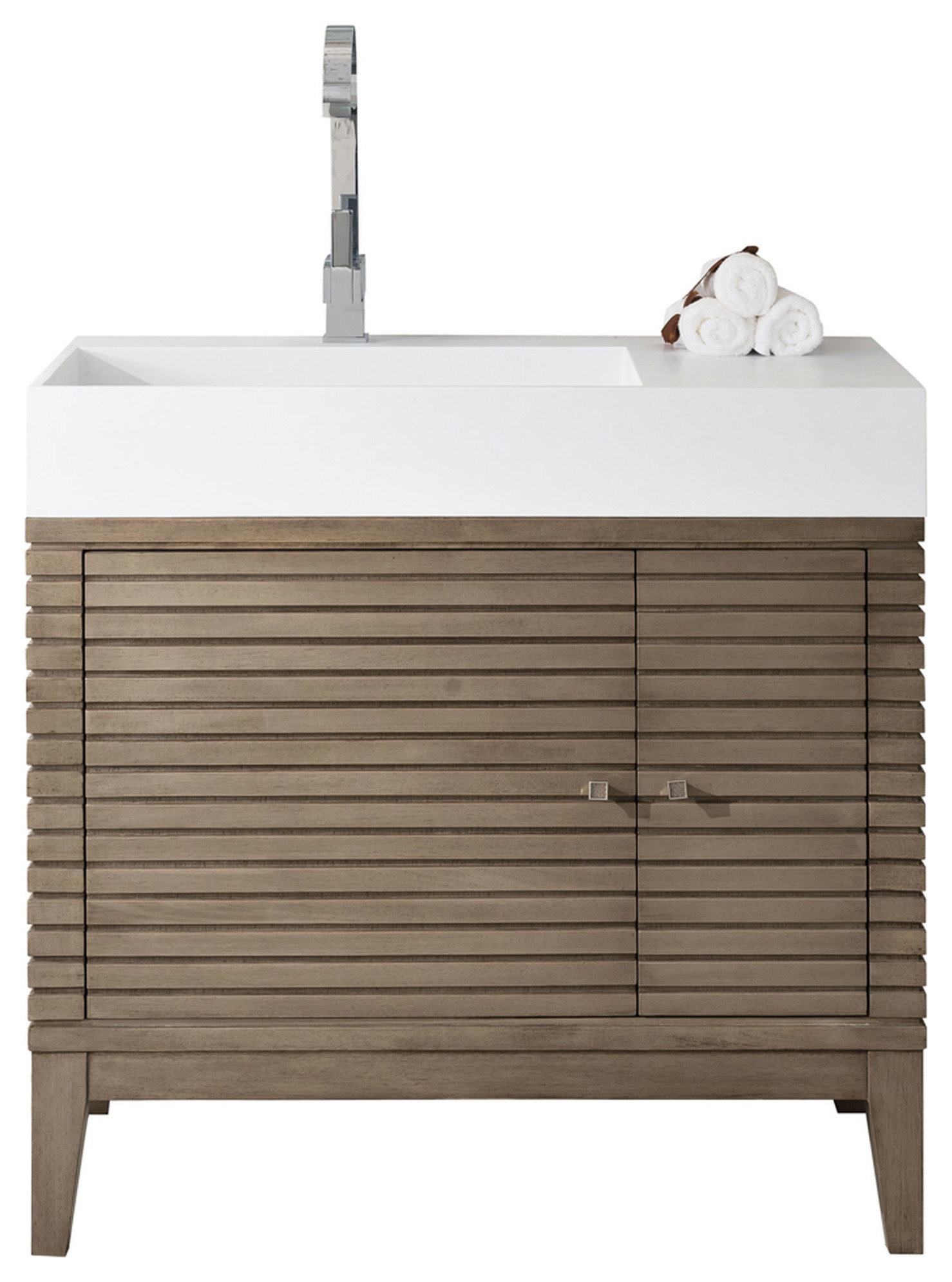 Linear 36" Single Vanity Whitewashed Walnut - Transitional - Bathroom ...