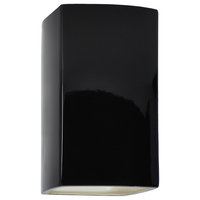 Ambiance Large Rectangle Wall Sconce, Open, Black, Matte White, E26 ...
