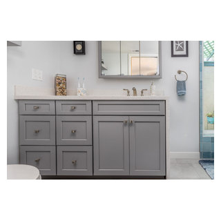 Coastal Bathroom Vanity featuring Waypoint Living Spaces Cabinets ...