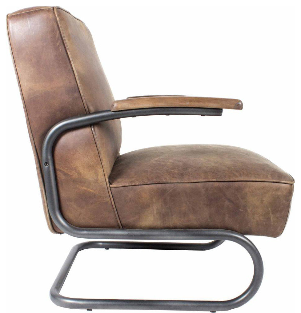 Perth Leather Club Chair - Light Brown, Belen Kox - Industrial ...