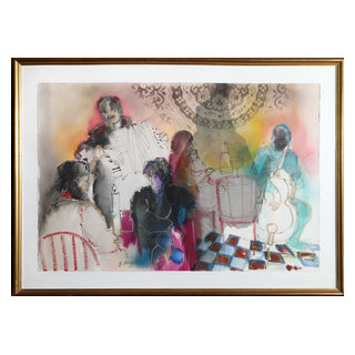 Batia Magal, Restaurant Scene, Watercolor and Pastel Drawing ...