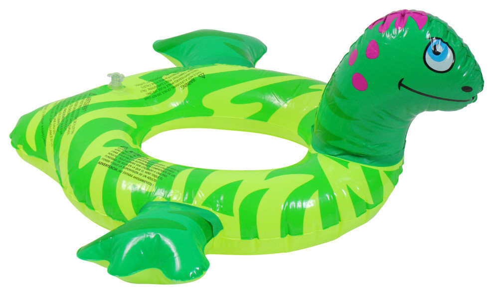 24" Inflatable Green and Yellow Dinosaur Swim Ring Tube Pool Float ...