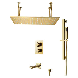 Ferrara 20*40" Brushed Gold LED Digital Rainfall Shower System ...