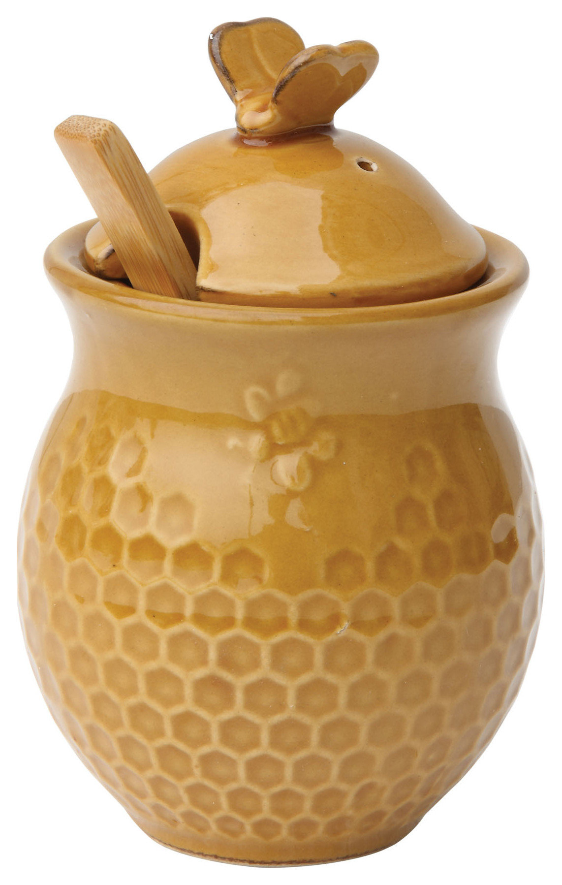 Decorative Bees Stoneware Honey Jar, Lid and Dipper - Contemporary ...