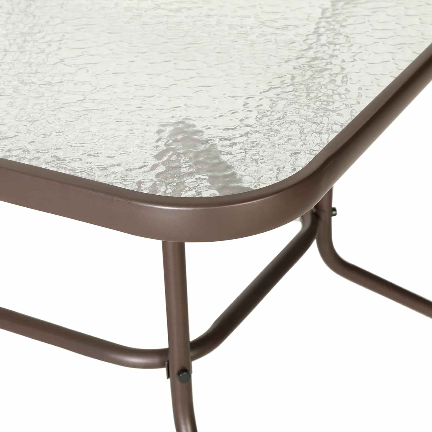 Indoor Outdoor Dining Table, Powder Coated Metal Frame With Glass Top ...
