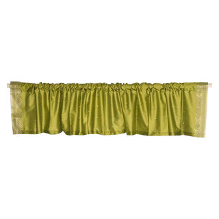 Olive Green - Rod Pocket Top It Off handmade Sari Valance - Pair, 80 X ...