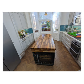 Aged effect herringbone parquet and traditional stair cladding ...