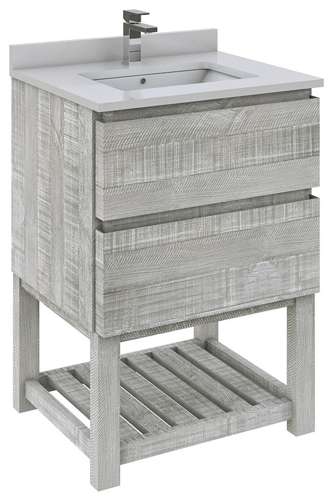 24 Floor Standing Open Bottom Modern Bathroom Cabinet w/ Top, Sink in ...