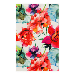Watercolor Bouquet Area Rug, 5' x 8' - Contemporary - Area Rugs - by ...