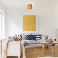 Bali 1-Light Matte White Flush Mount Ceiling Light with Natural Bamboo Shade - Asian - Flush ...