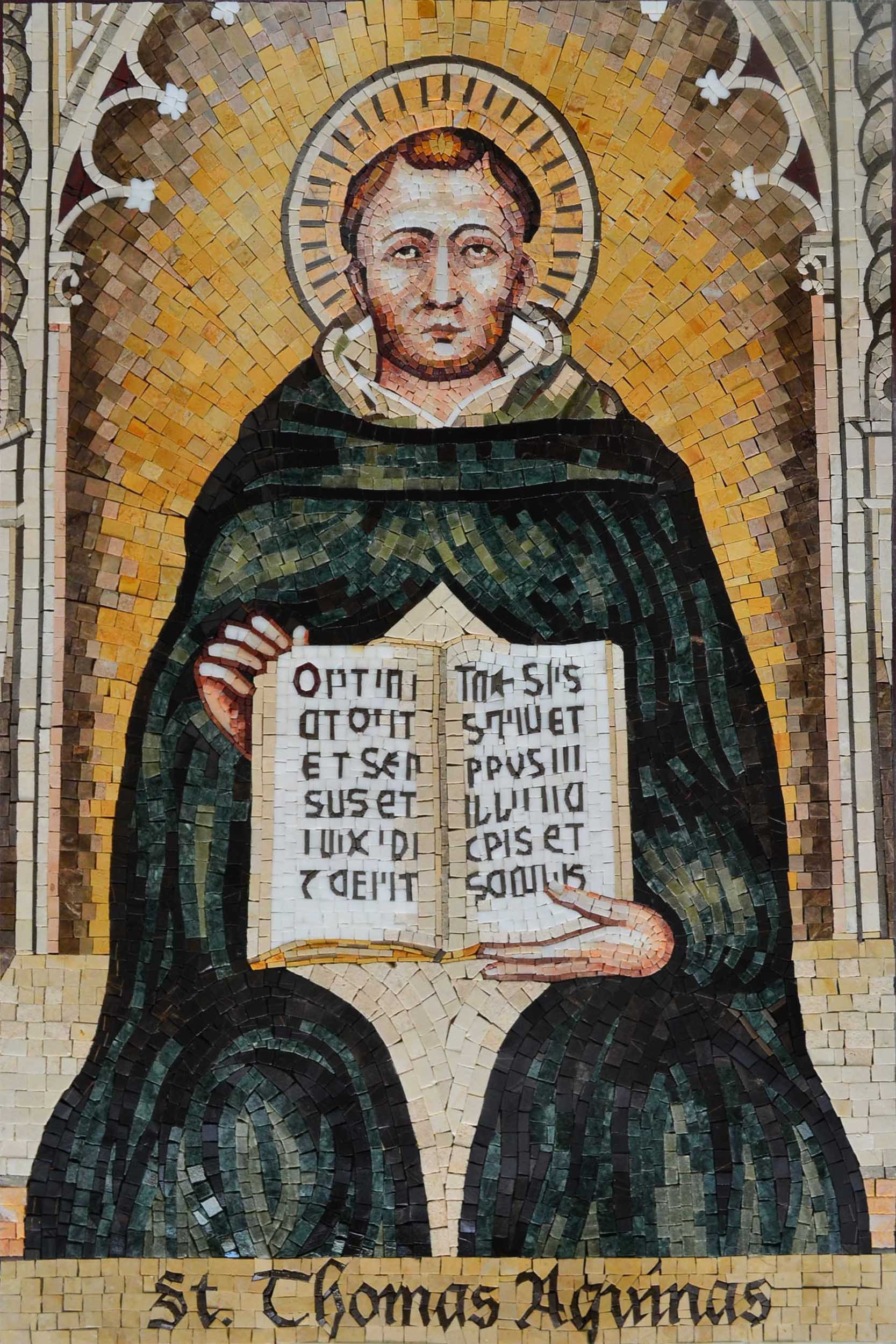 Saint Thomas Aquinas Religious Mosaic, 47" x 71" - Traditional - Tile ...
