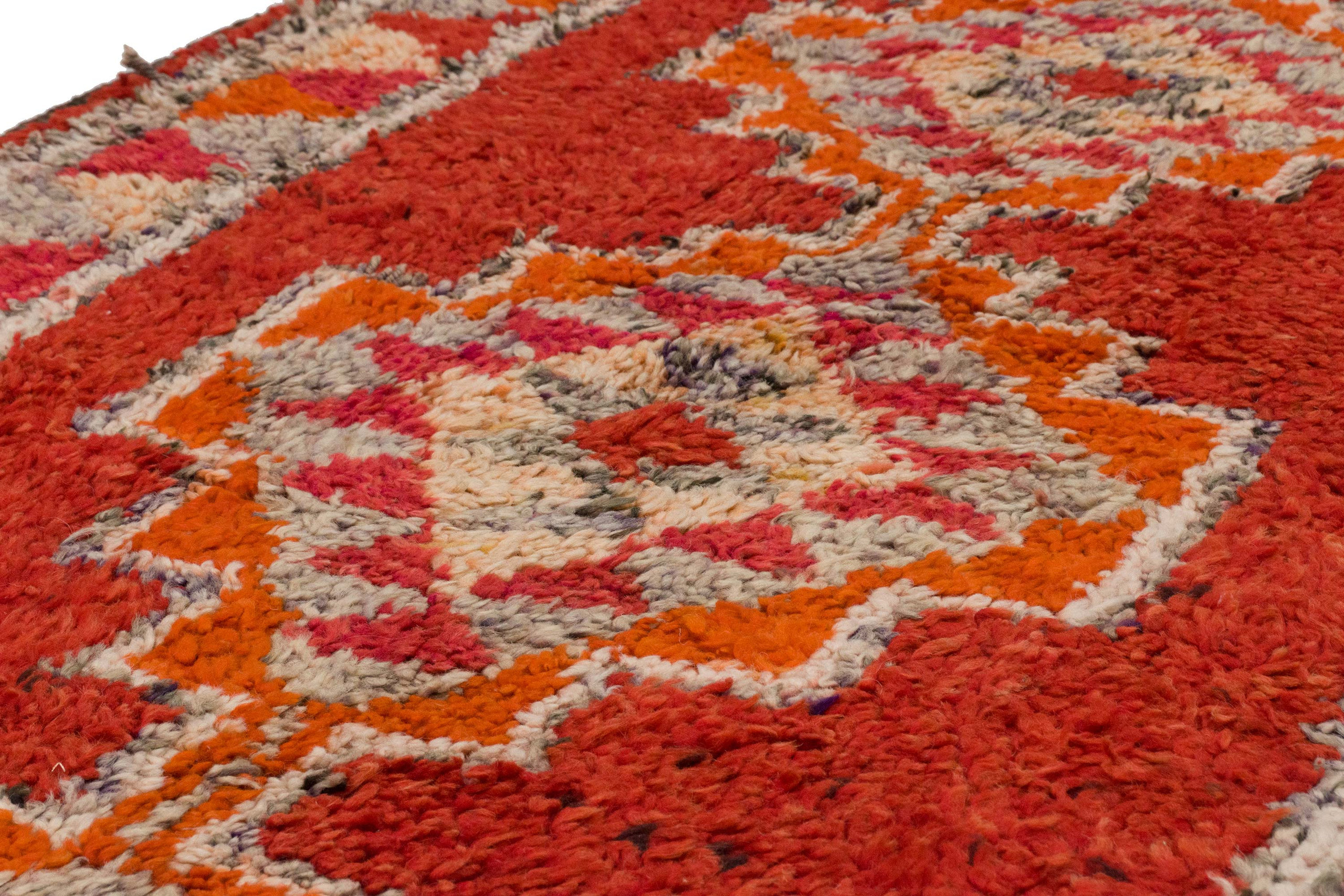 Red, Orange Vintage Turkish Runner Rug, 3'2" x 12'5" - Southwestern ...