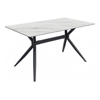 Elega Series Black Stainless Steel Dining Table 55 With White Sintered ...