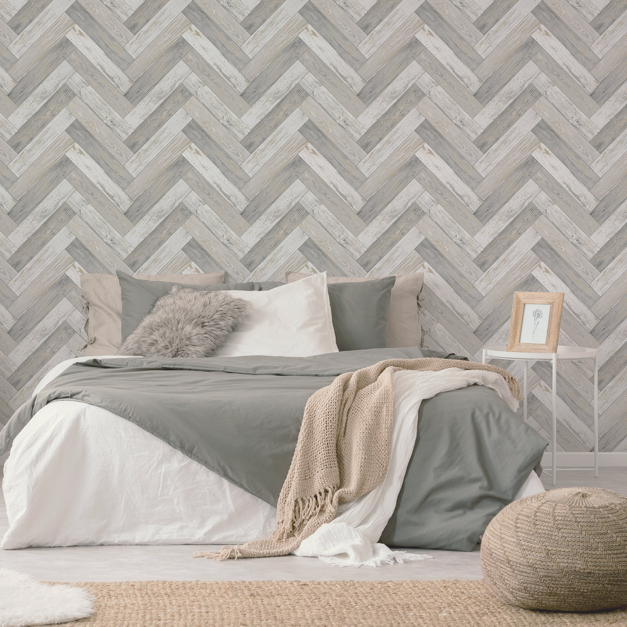 Rustic Parquet Natural and Gold Wallpaper - Farmhouse - Wallpaper - by ...