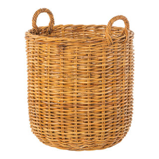 Lacak Round Rattan Decorative Storage Basket with Handles, Large ...