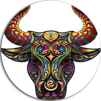 Ornamental Bull, Animal Digital Round Wall Art, Disc of 11 inch ...