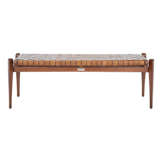 Safavieh Couture Dilan Leather Bench, #N/A - Midcentury - Accent And ...