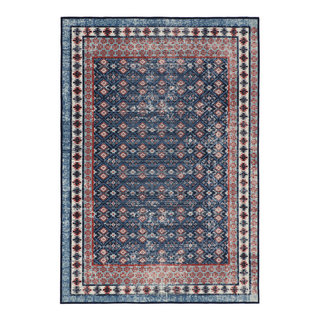 RugSmith Blue Ottoman Distressed Boho Area Rug, 3'x5', 5'x7 ...