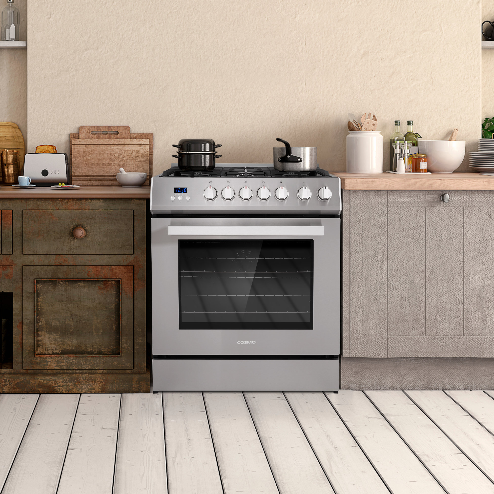 Cosmo COS-305AGC 30" 5.0 cu.ft. Single Oven Gas Range With 5 Burner ...