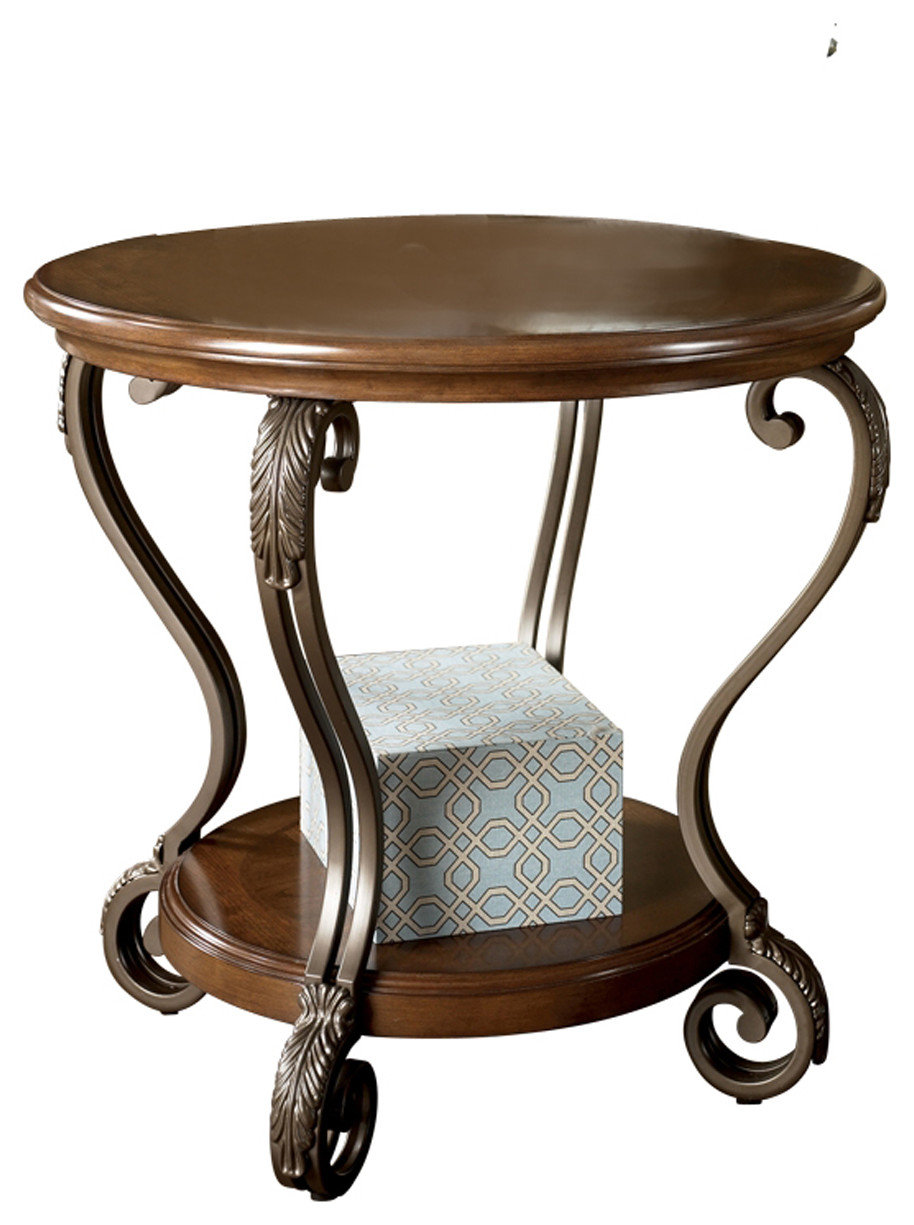 Benzara BM206143 Round End Table, Bottom Shelf & Designed Curvy Legs ...