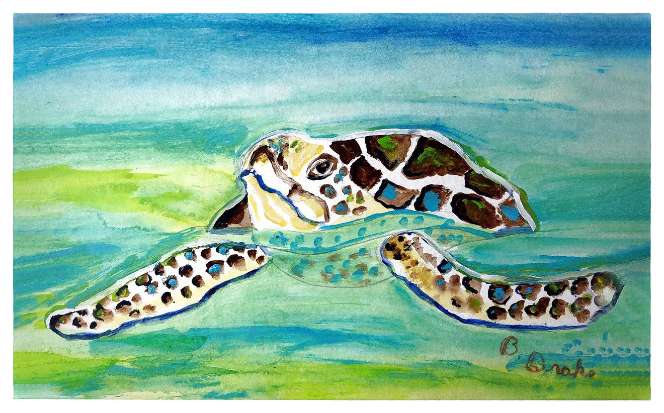 Betsy Drake Sea Turtle Surfacing Large Door Mat, 50 inches - Beach ...