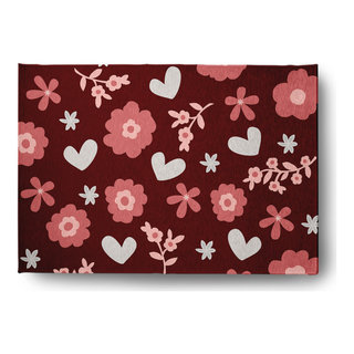 2' x 3' Flowery Love Valentines Chenille Indoor/Outdoor Rug, 5'x7 ...