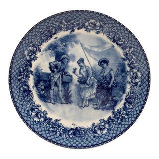 Marlar Porcelain Decorative 8.5" Dinner Plate, Blue - Traditional ...