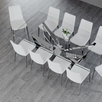 Modern Serra 94 Inch Dining Table Clear Glass Polished Stainless Steel ...