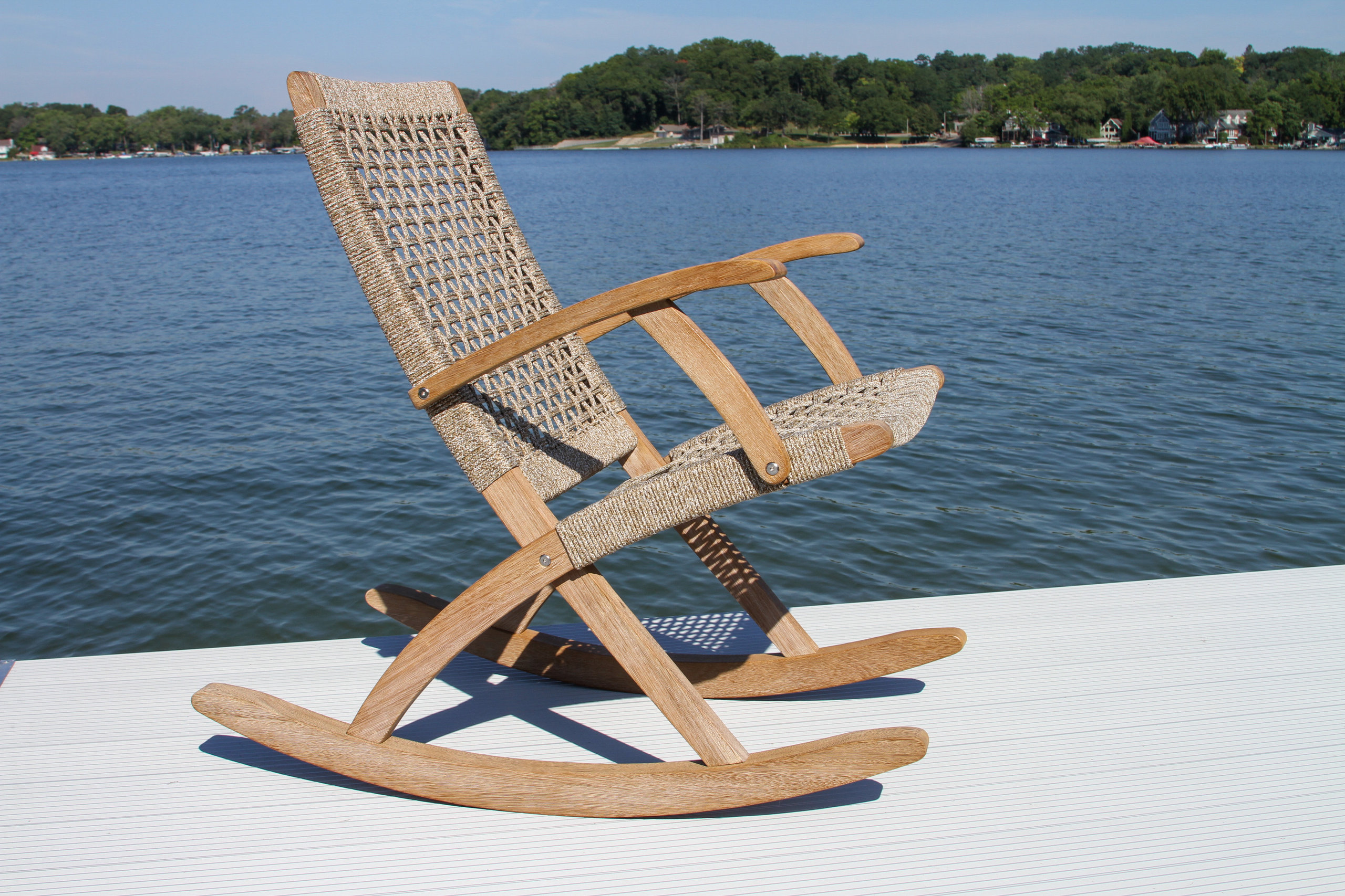 Antique Wash and Wheat Rope Rocking Chair Set With Marble Accent Table ...