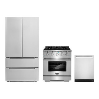 3PC Package with 30" Gas Range, 24" Dishwasher & French Door ...