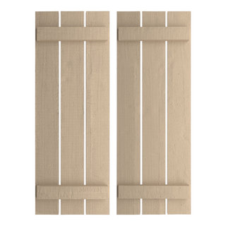 Rustic 3 Board Spaced B-N-B Faux Wood Shutters, 17.5x44" - Rustic ...
