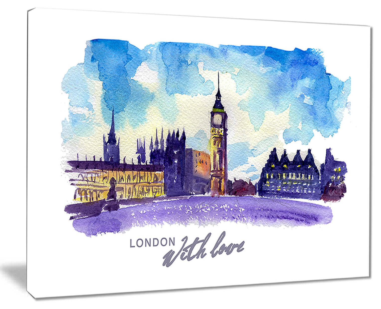 "London Purple Illustration" Canvas Print, 20"x12" - Contemporary ...