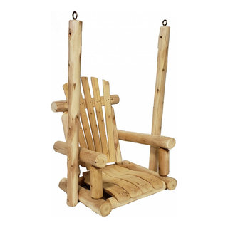 31" X 24" X 47" Natural Wood Single Chair Porch Swing - Rustic - Porch ...