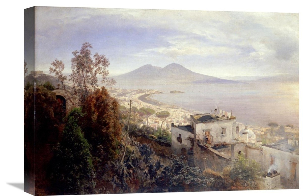 "The Bay of Naples" Stretched Canvas Giclee by Oswald Achenbach, 16"x11 ...