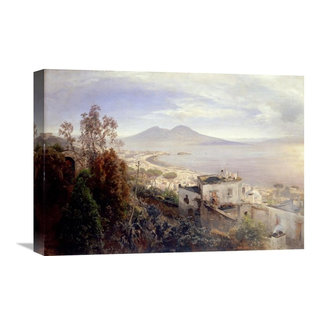 "The Bay of Naples" Stretched Canvas Giclee by Oswald Achenbach, 16"x11 ...