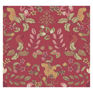 Getty Raspberry Jungle Damask Wallpaper, Bolt - Contemporary ...