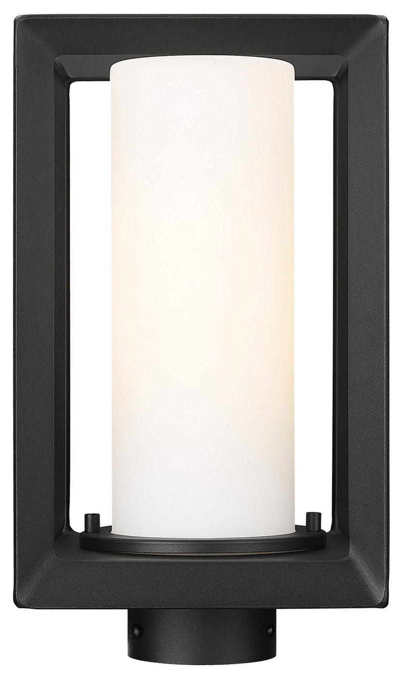 Smyth Outdoor Post Mount in Natural Black with Opal Glass ...
