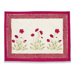 Poppies Mats - Set of 6 - Red/Green - 15" x 18" - Transitional ...