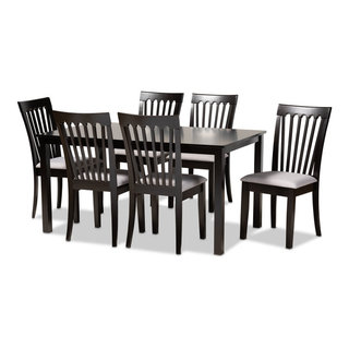 Espresso Dining Set with Slatted Back Chairs and Rectangular Table ...