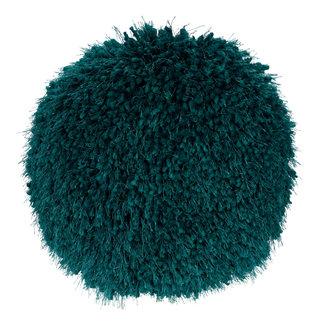 Mina Victory Shag Lush Yarn 14" X 14" ROUND Green Indoor Throw Pillow ...
