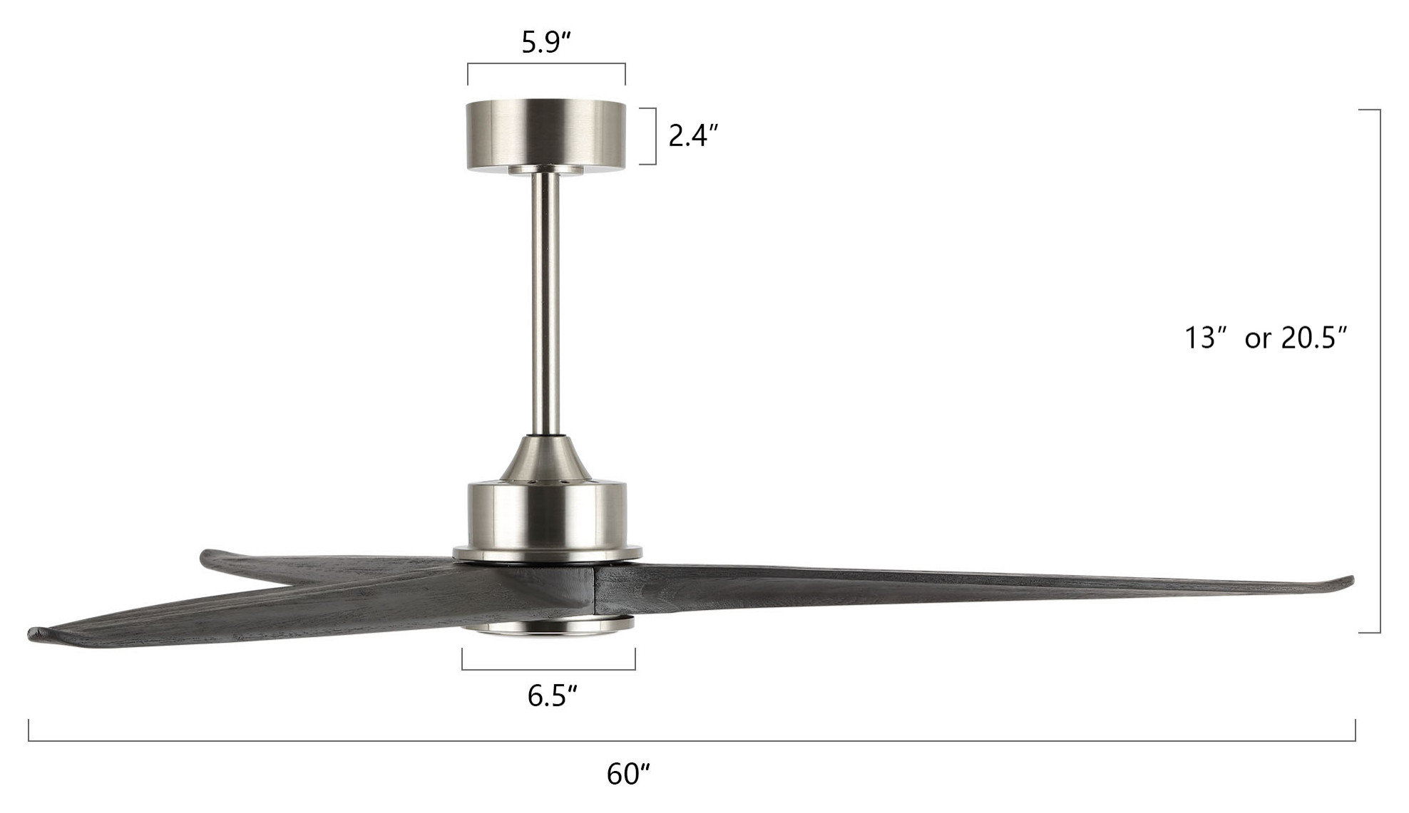 60" 3-Blade Reversible DC Motor Ceiling Fan With Remote - Transitional ...