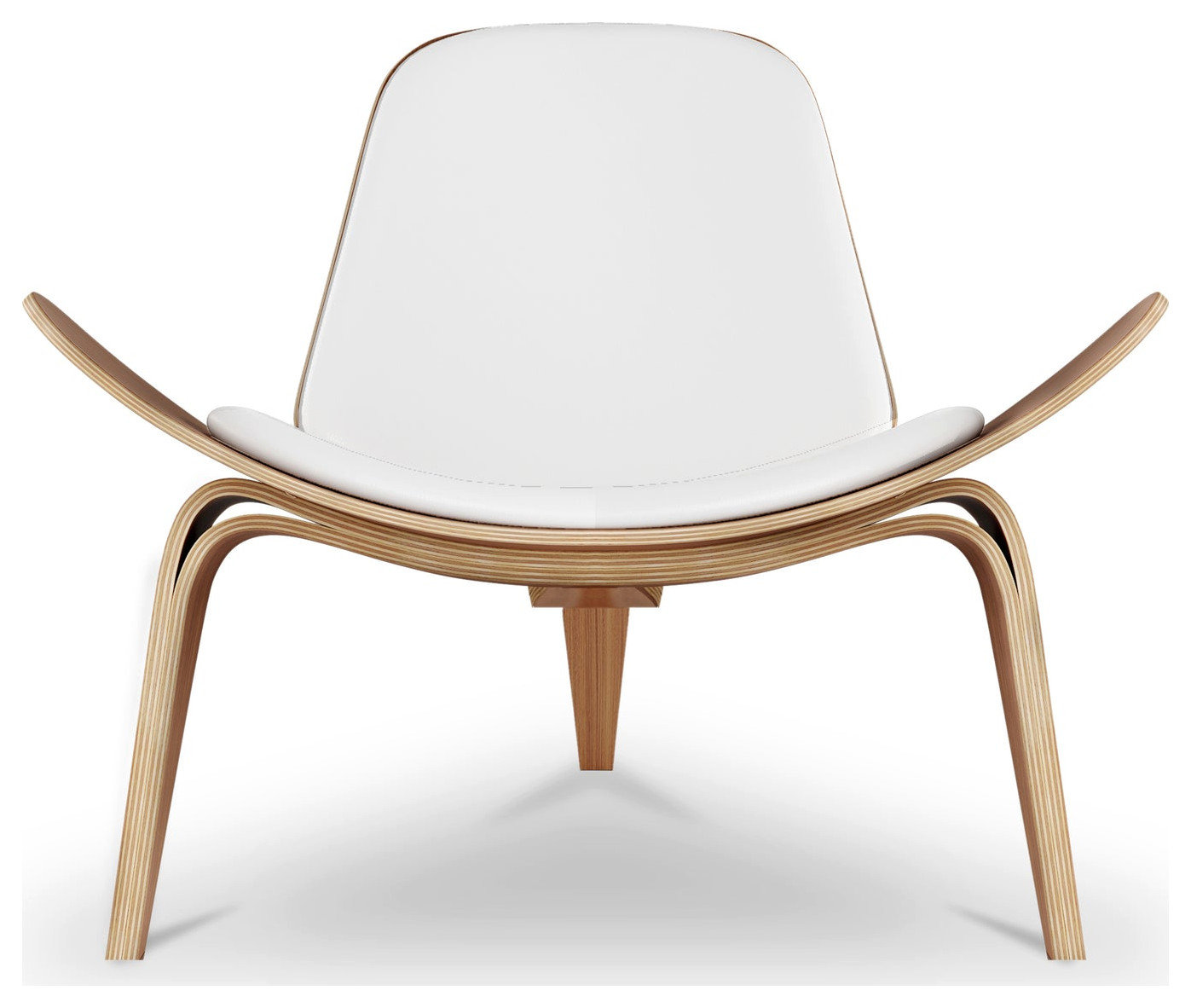 Shell Chair, White Real Leather - Modern - Armchairs And Accent Chairs ...