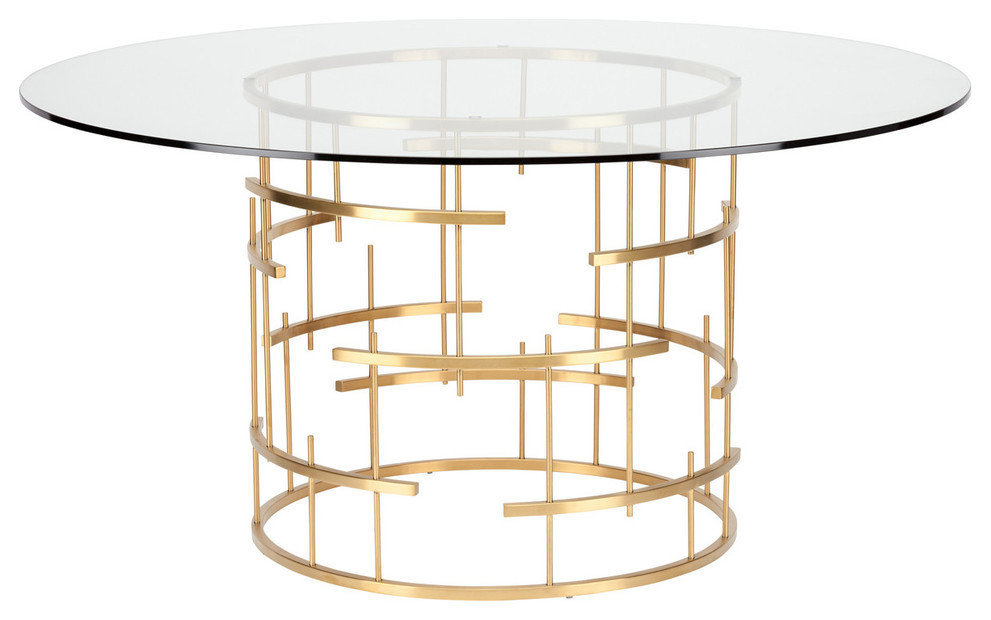 Round Tiffany Dining Table In Glass And Gold Stainless Steel ...