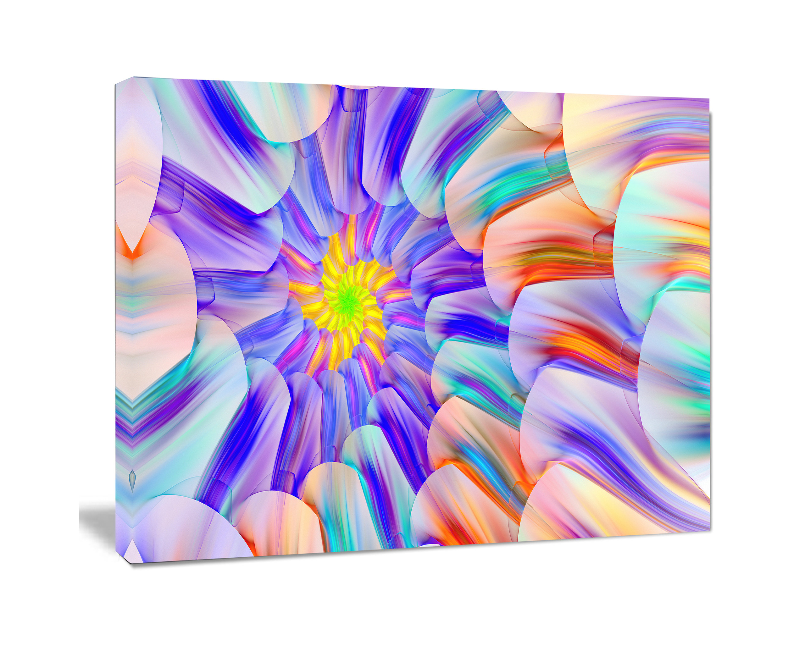 Multi Colored Stain Glass with Spirals, Floral Canvas Art Print, 20"x12 ...