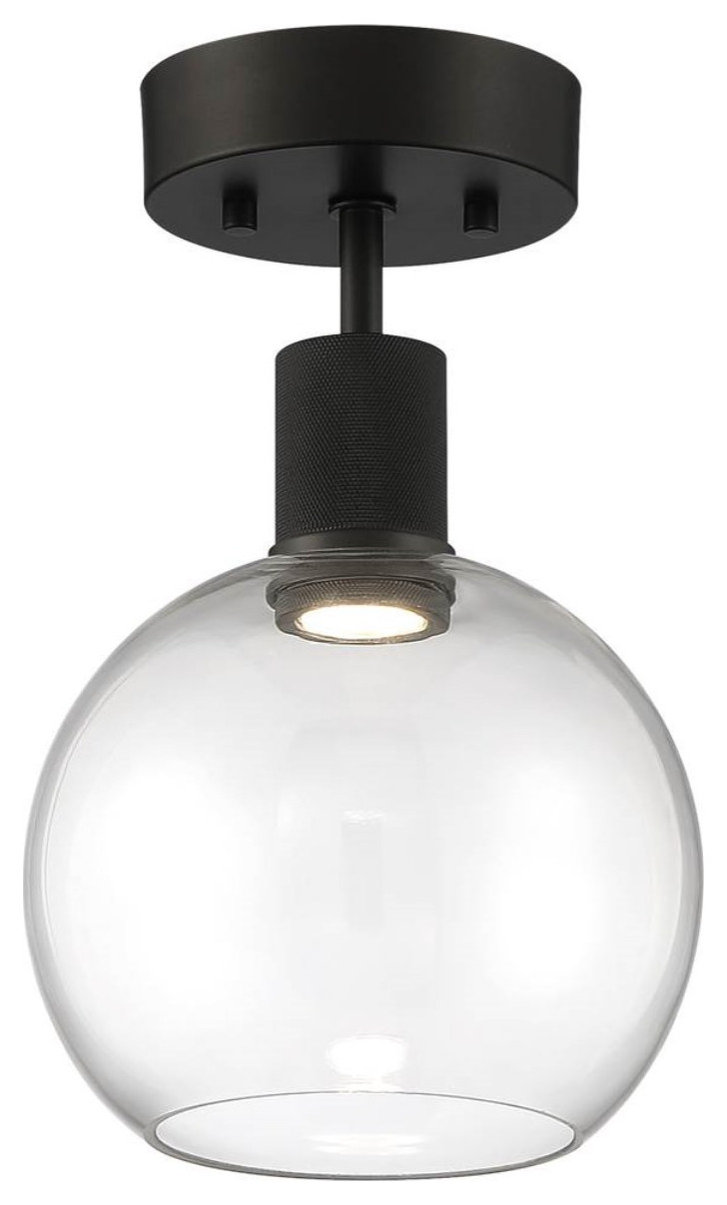 Access Port Nine Burgundy LED Semi-Flush 63148LEDD-MBL/CLR, Matte Black ...