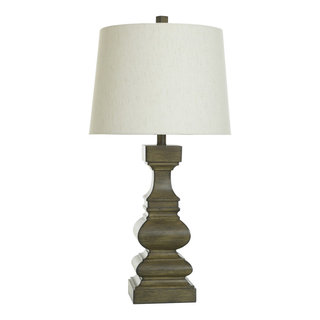 Banda Brown Table Lamp Faux Dark Wood Brushed Polyresin Body Off-White ...