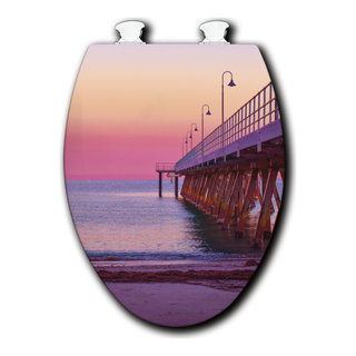 White Toilet Seat, Pink Jetty - Beach Style - Toilet Seats - by House ...
