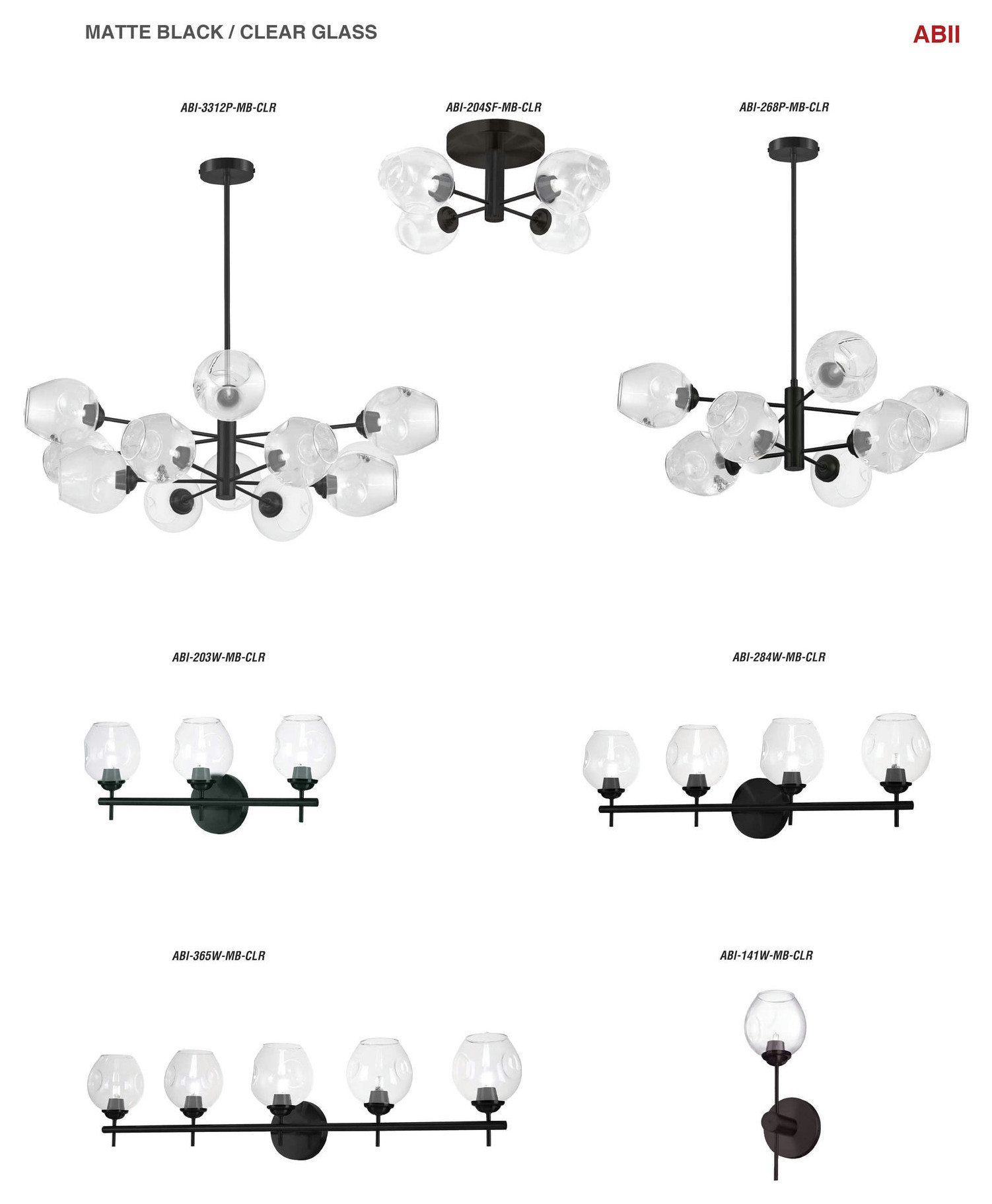5 Light Halogen Matte Black Vanity w/ Clear Glass - Transitional ...