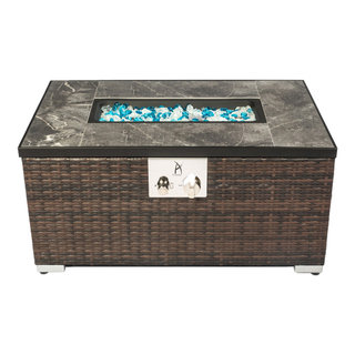 Rectangular Ceramic Tile Tabletop Outdoor Fire Pit Table with Lid ...